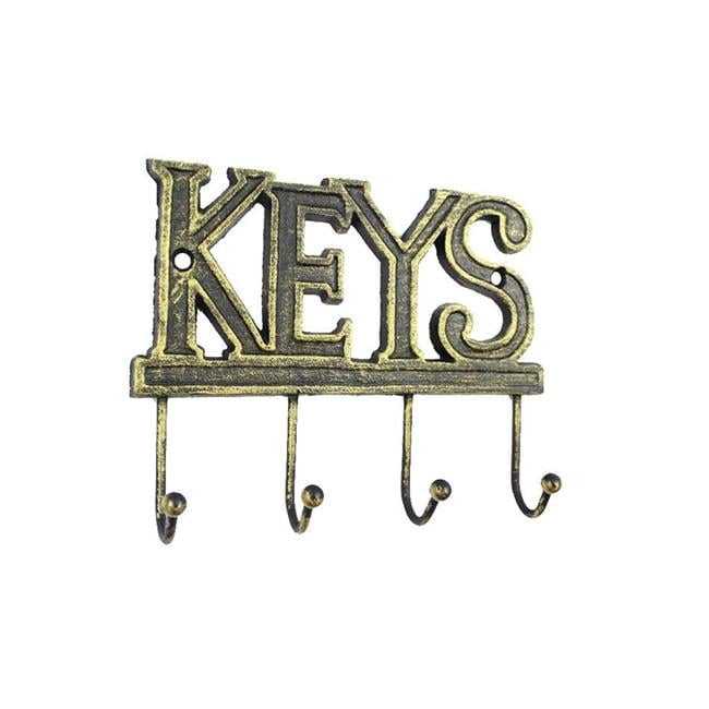 Handcrafted Model Ships 8 in. Rustic Cast Iron Keys Hooks - Gold - 8in ...