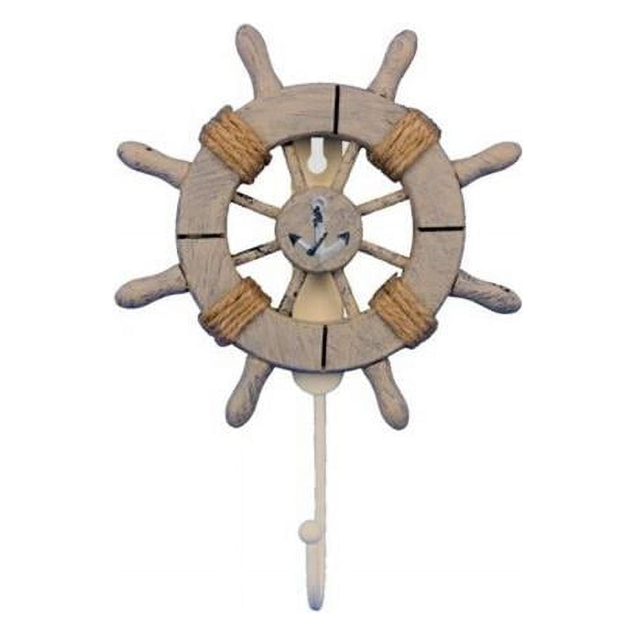 Handcrafted Model Ships 8 in. Rustic Decorative Ship Wheel with Anchor ...
