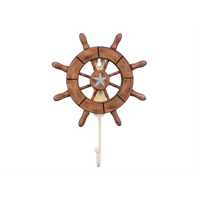 Handcrafted Model Ships Wheel-6-107-starfish 8 in. Rustic Wood Finish ...