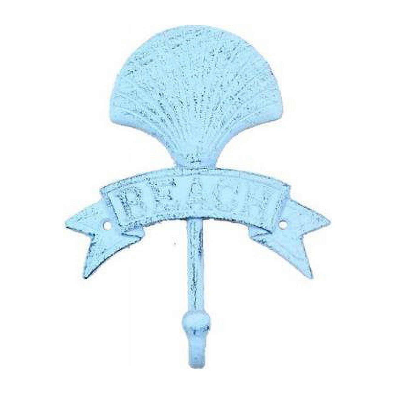 Handcrafted Model Ships 8 in. Whitewashed Cast Iron Seashell Beach Hook ...