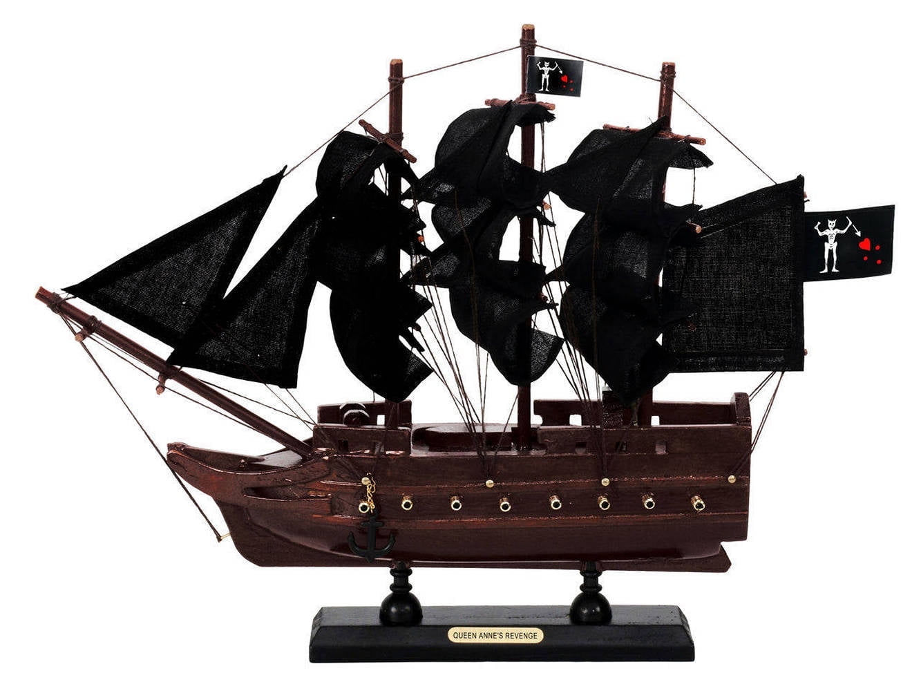 Handcrafted Model Ships 9 x 2 x 12 in. Wooden Blackbeards Queen Annes ...