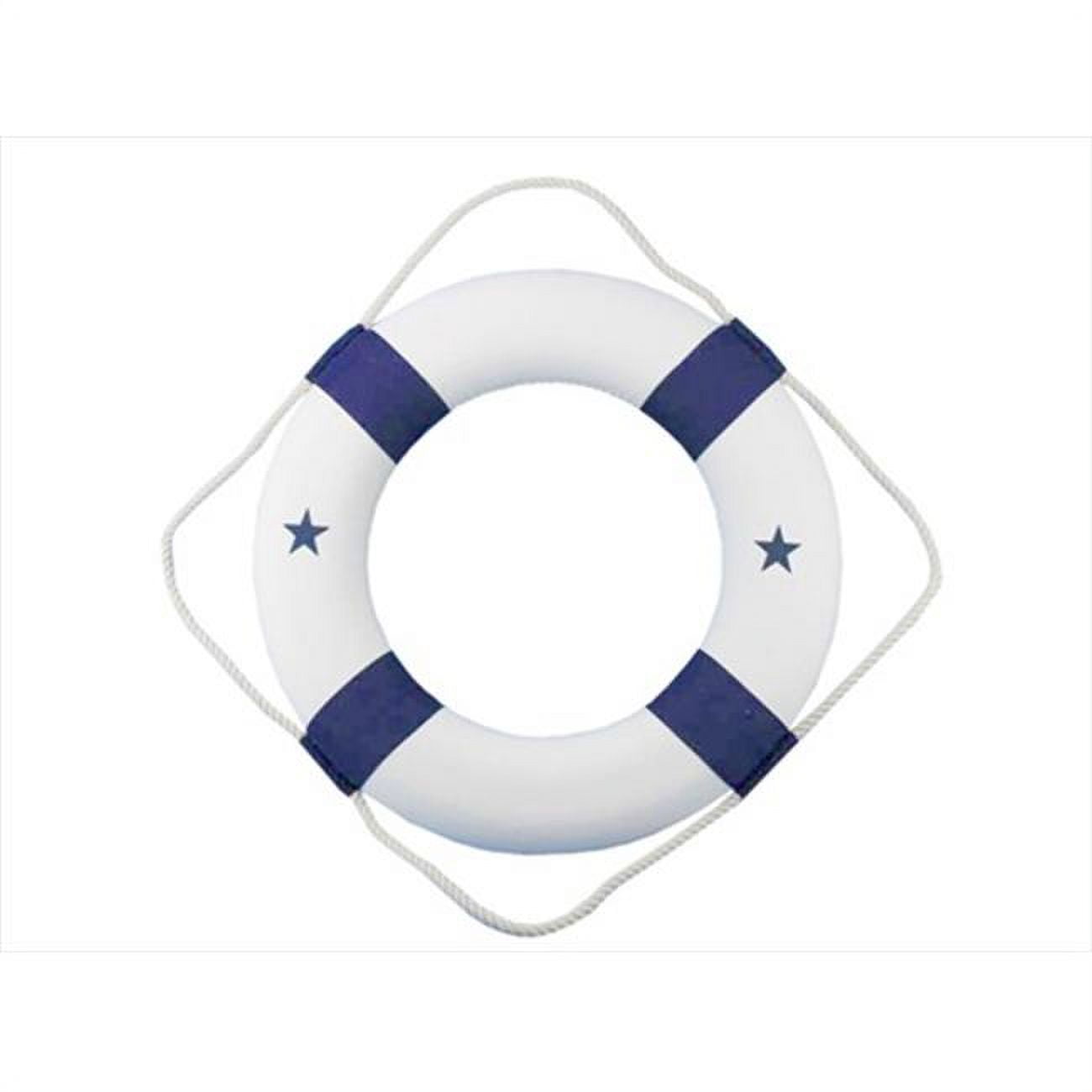 Handcrafted Model Ships Classic White Decorative Lifering With Blue Bands 20 in. Life Rings ...