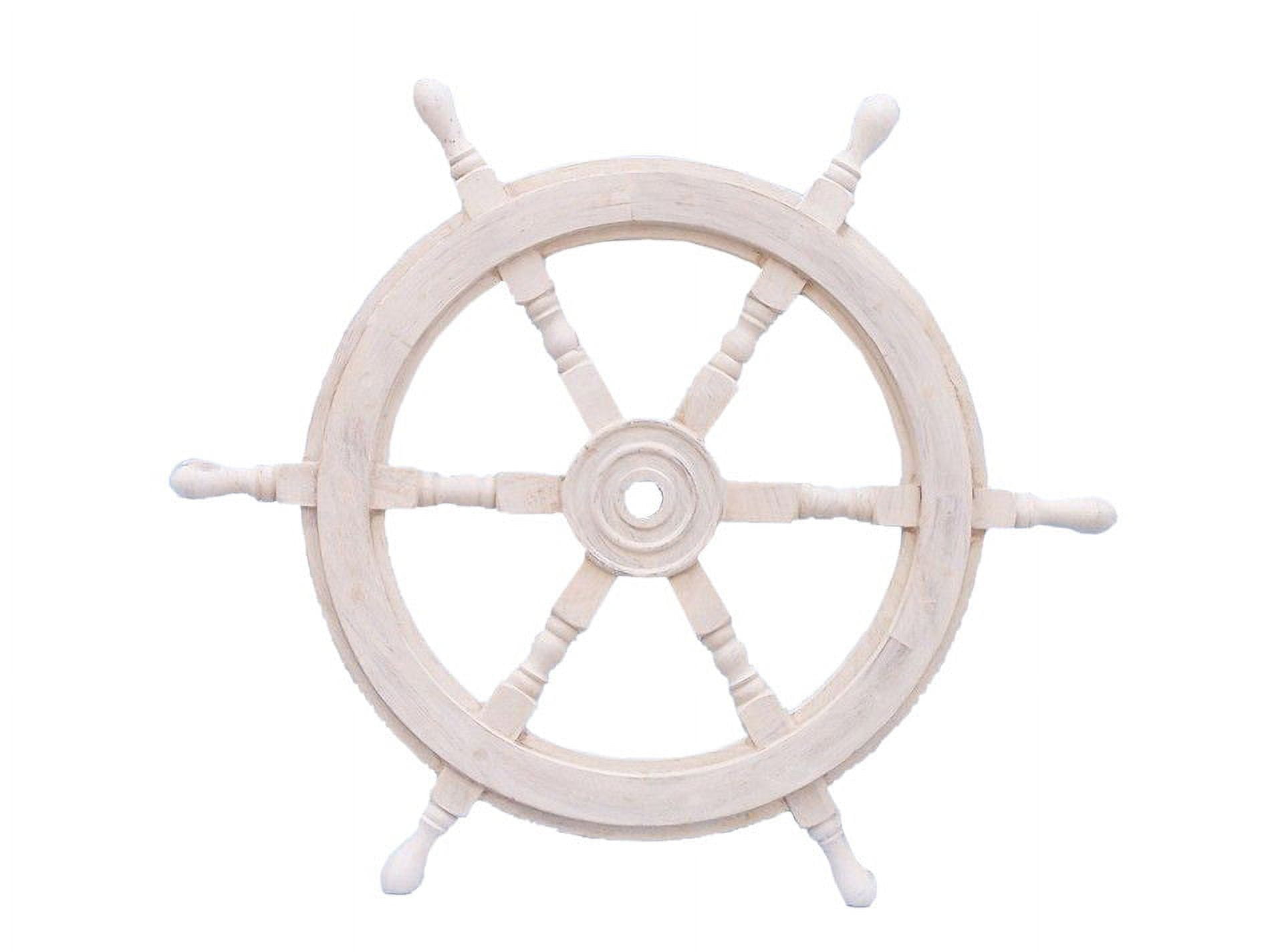 Handcrafted Model Ships Classic Wooden Whitewash Ship Steering Wheel 24 ...