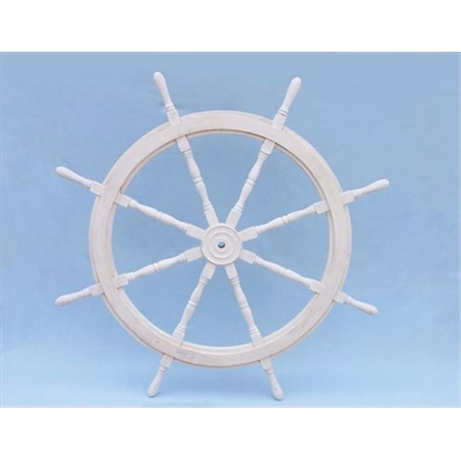 Handcrafted Model Ships Classic Wooden Whitewash Ship Steering Wheel 48 ...