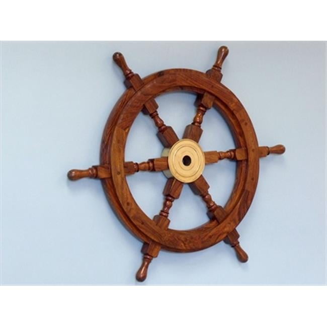 Handcrafted Model Ships SW-1717 Deluxe Class Wood and Brass Ship Wheel ...