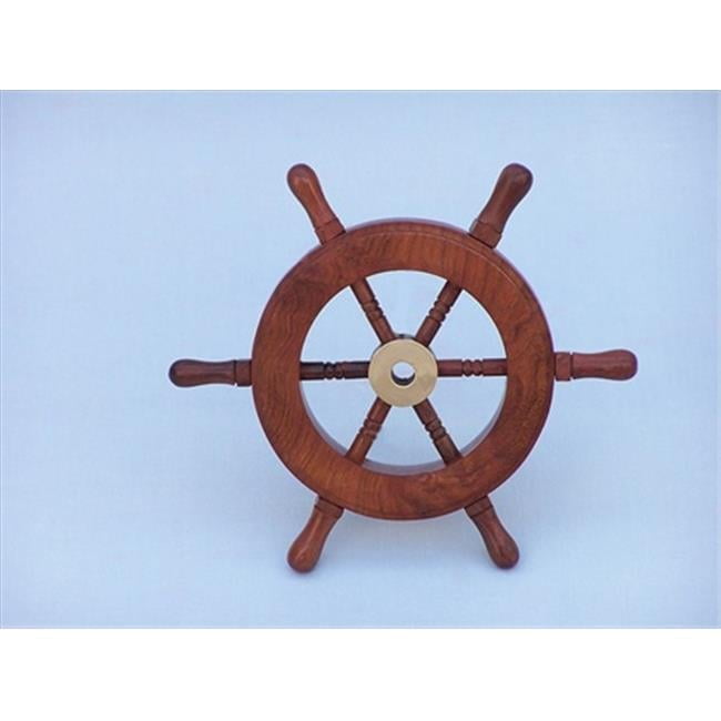 Handcrafted Model Ships Deluxe Class Wood and Brass Ship Wheel 6 in ...