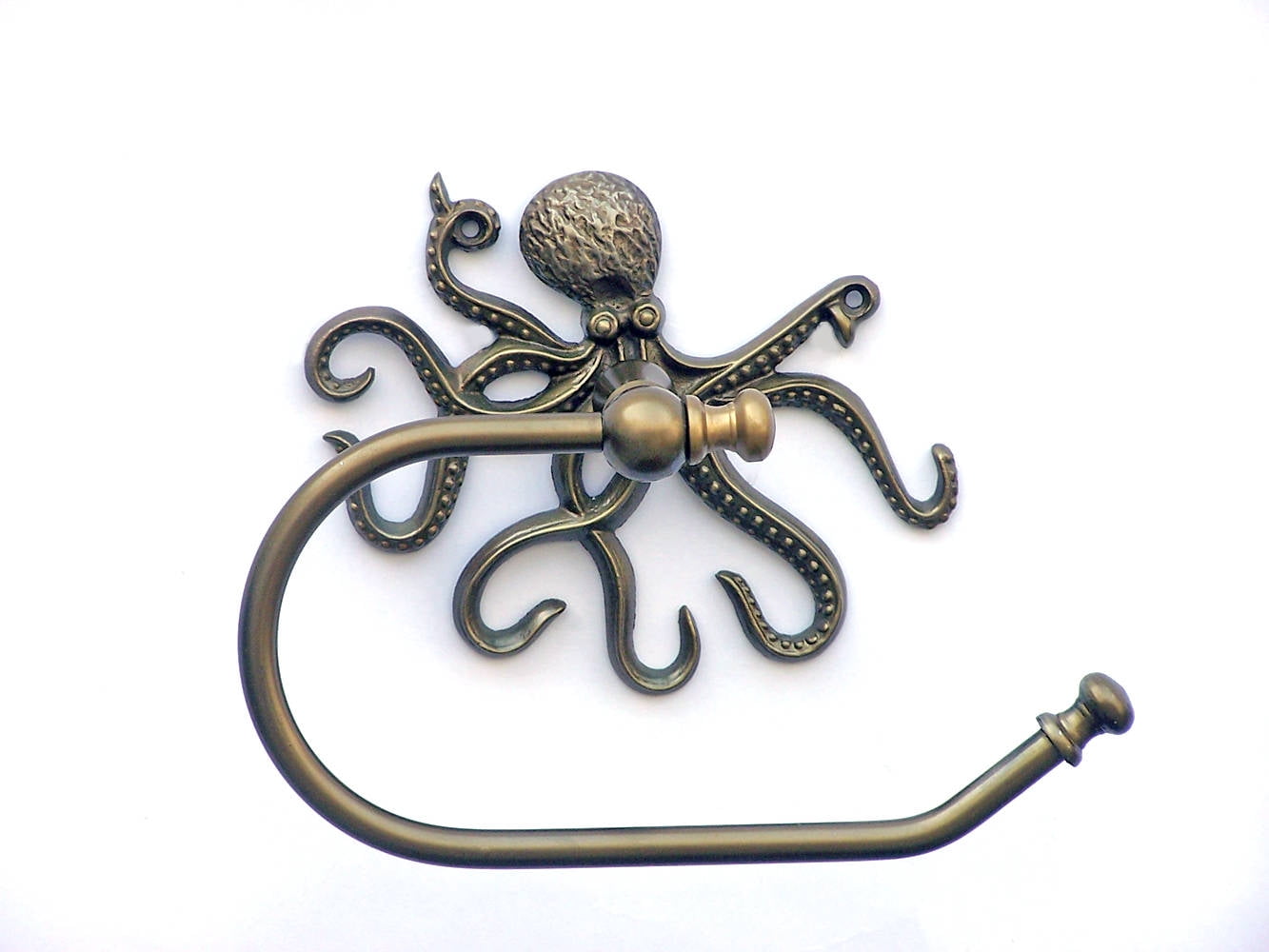 Handcrafted Model Ships 5 x 3 x 10 in. Antique Brass Octopus Toilet ...