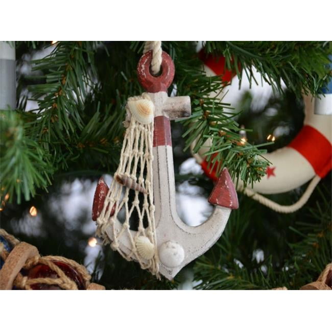 Handcrafted Model Ships Rustic Red Decorative Anchor Christmas Tree ...