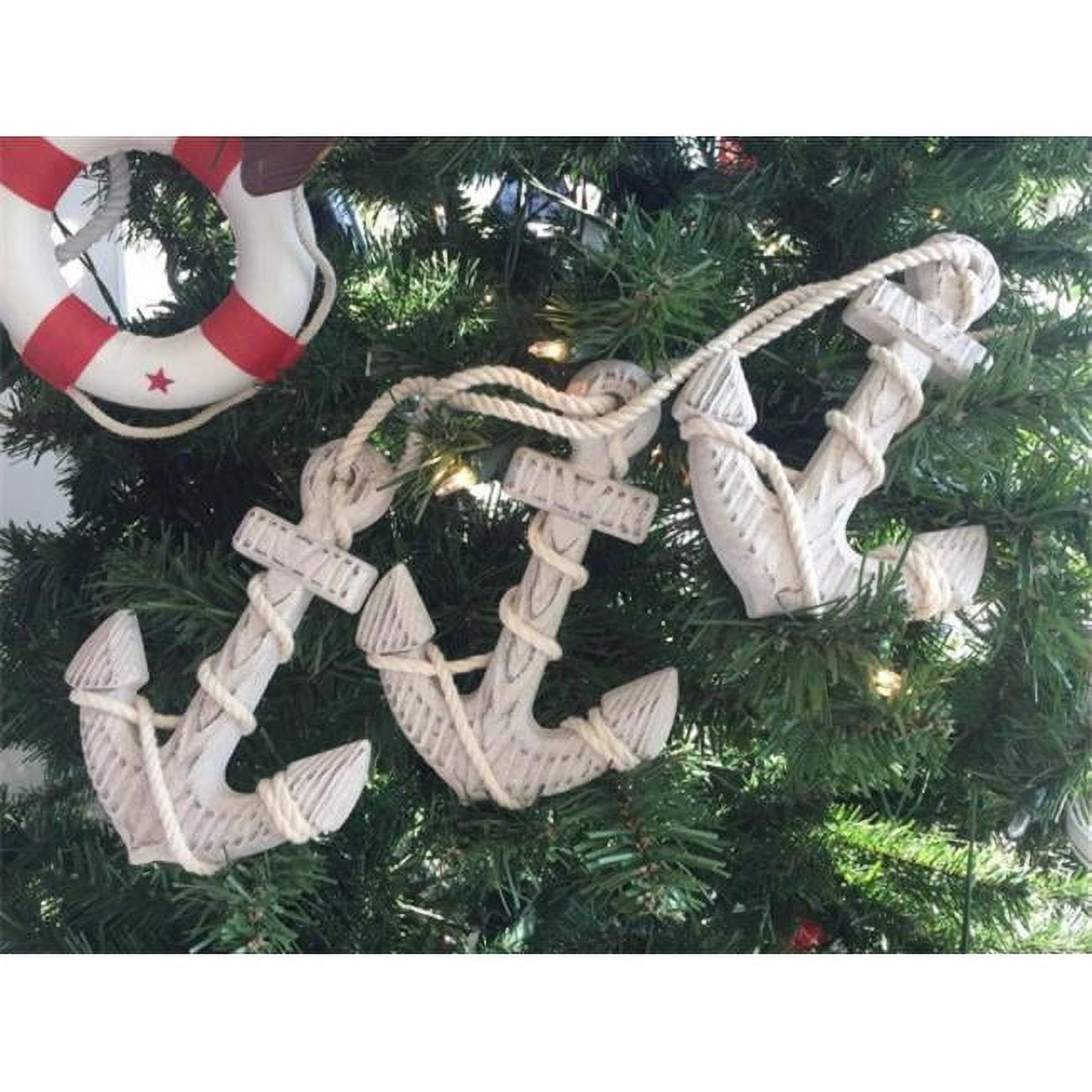 Handcrafted Model Ships Triple-Anchor-White-x 7 in. Wooden Rustic ...