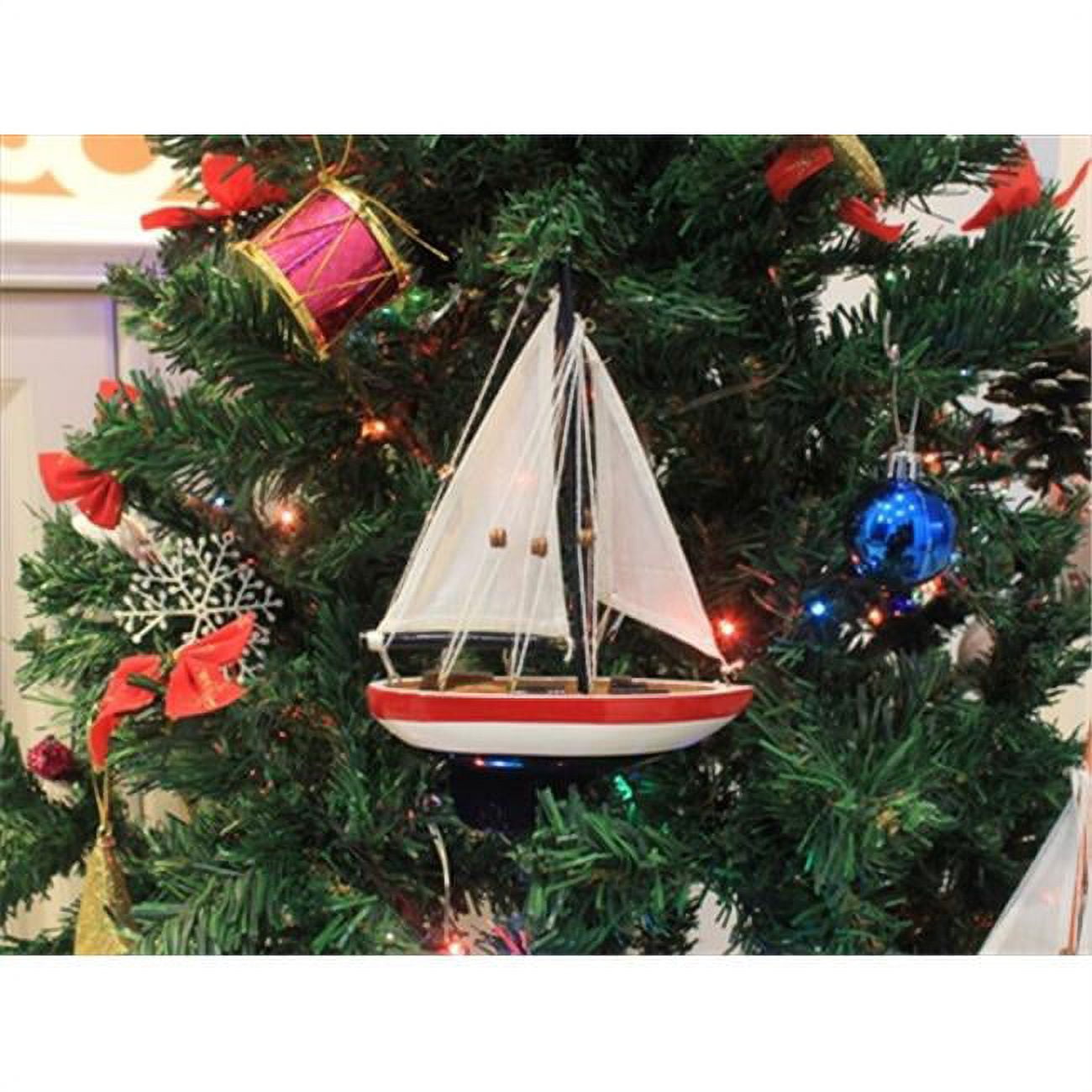 Handcrafted Model Ships Sailboat9-100-XMAS USA Sailboat Christmas Tree ...
