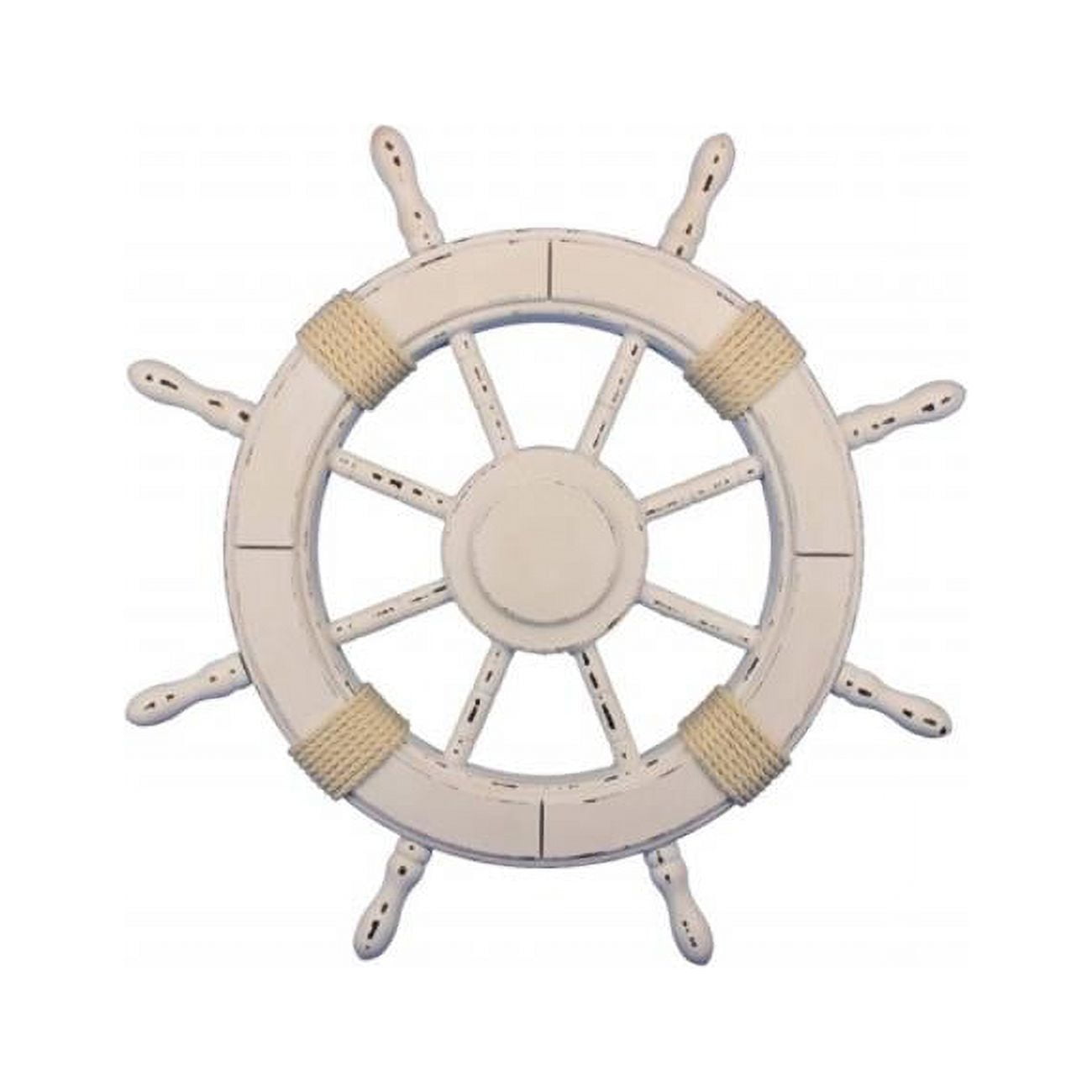 Handcrafted Model Ships Wheel-24-102 24 in. Rustic All White Decorative ...