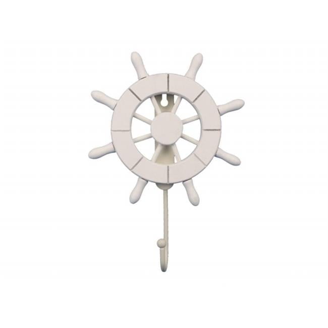 Handcrafted Model Ships Wheel-6-101 8 in. White Decorative Ship Wheel ...