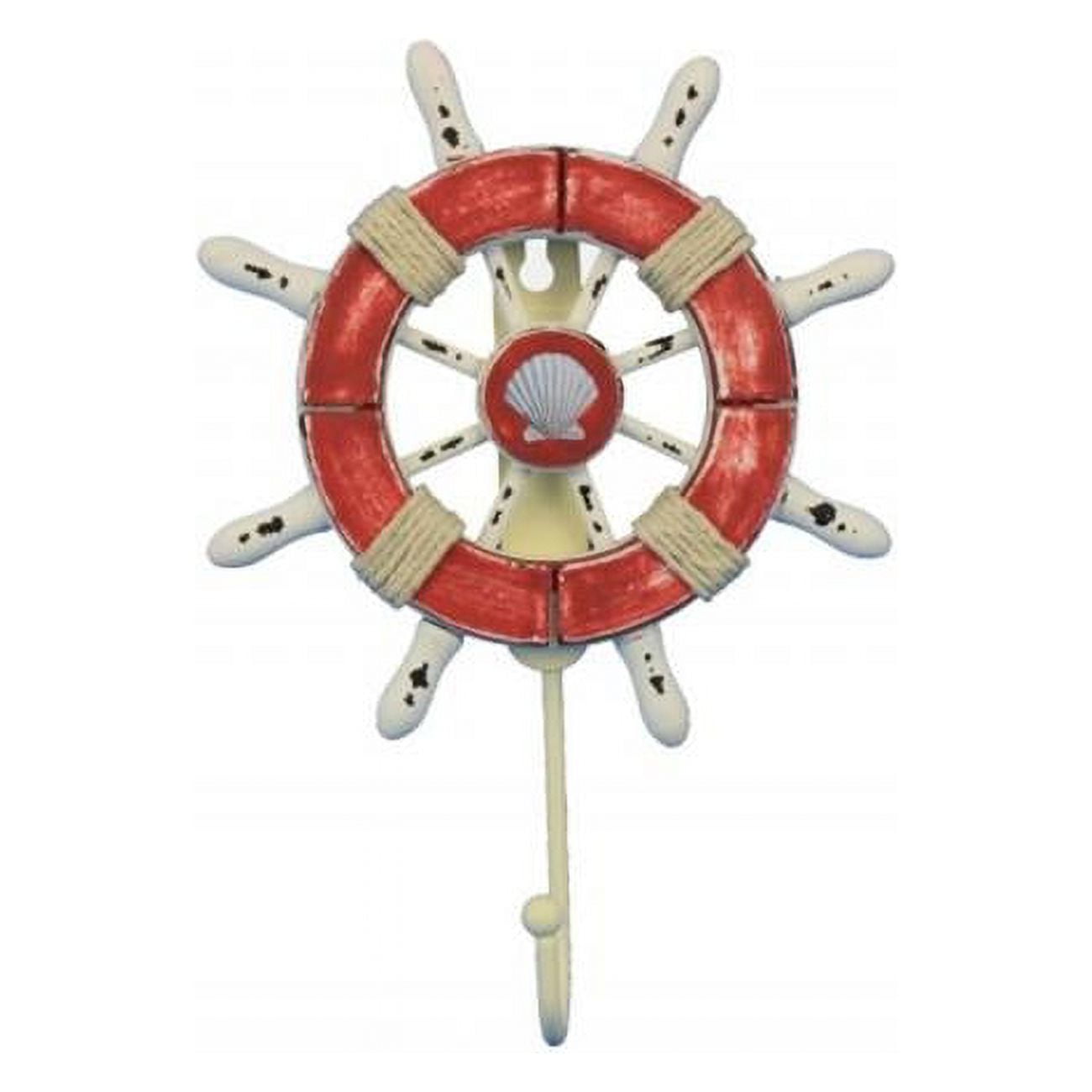 Handcrafted Model Ships Wheel-6-110-seashell 8 in. Rustic Red & White ...