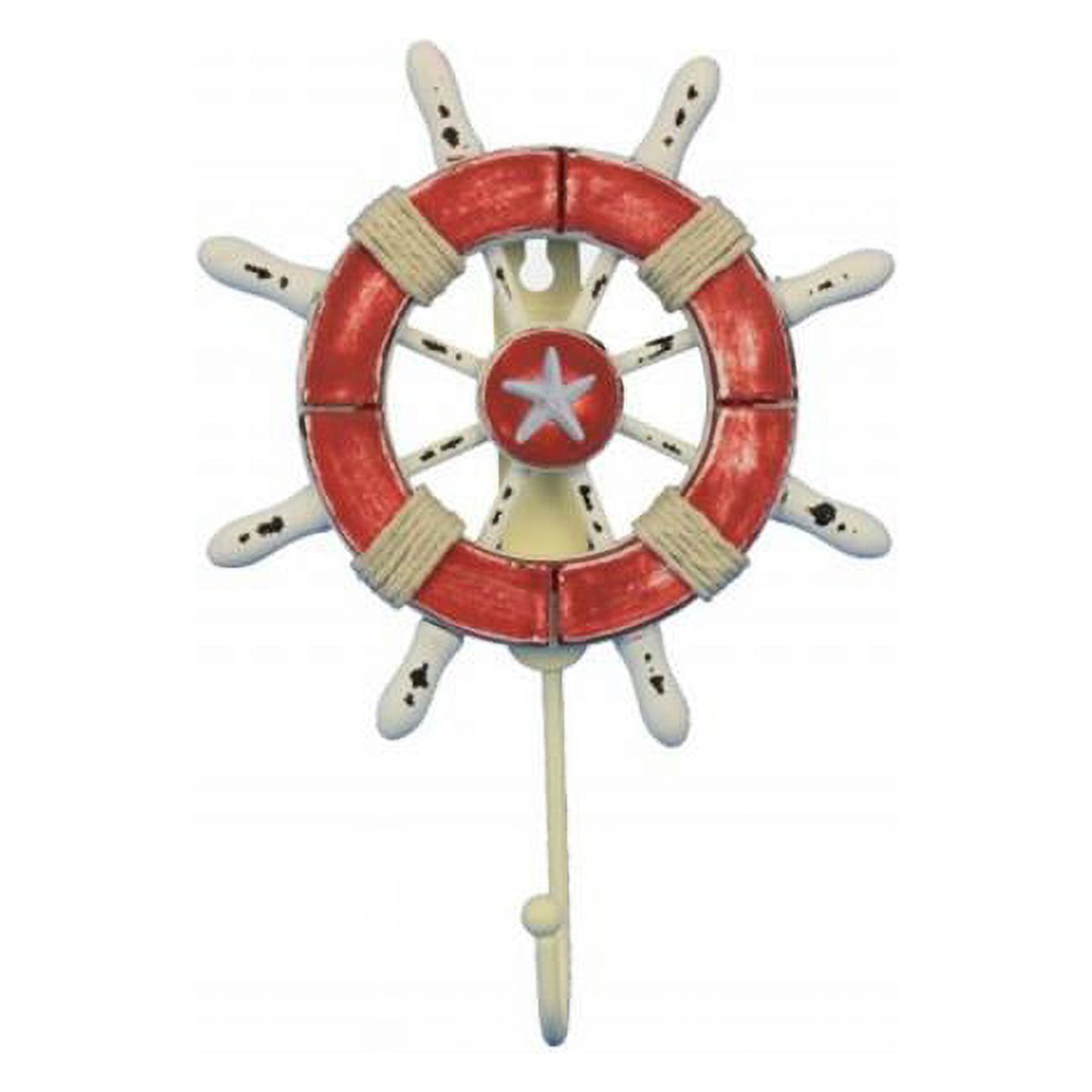 Handcrafted Model Ships Wheel-6-110-starfish 8 in. Rustic Red & White ...