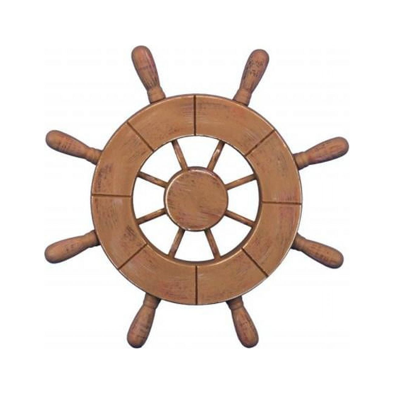 Handcrafted Model Ships Wheel-9-107 9 in. Rustic Wood Finish Decorative ...