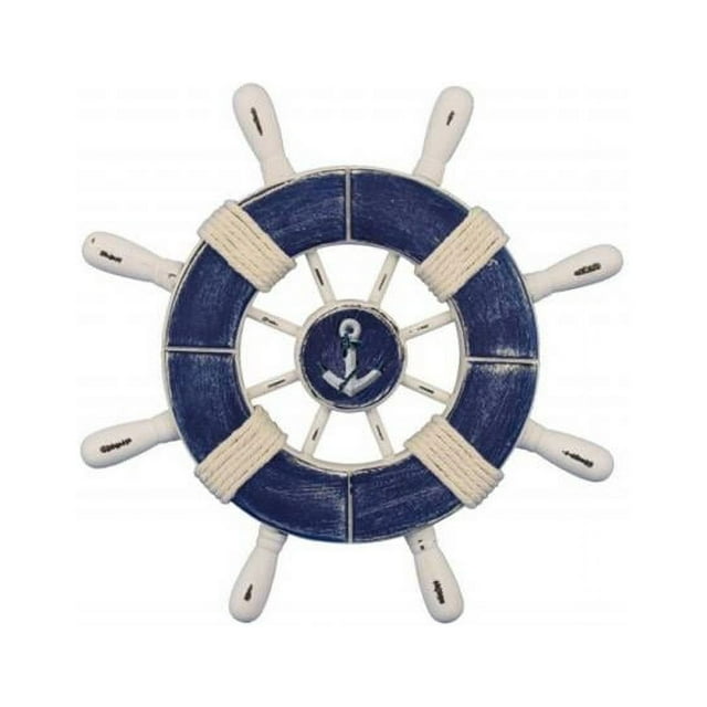 Handcrafted Model Ships Wheel-9-108-anchor 9 in. Rustic Dark Blue ...