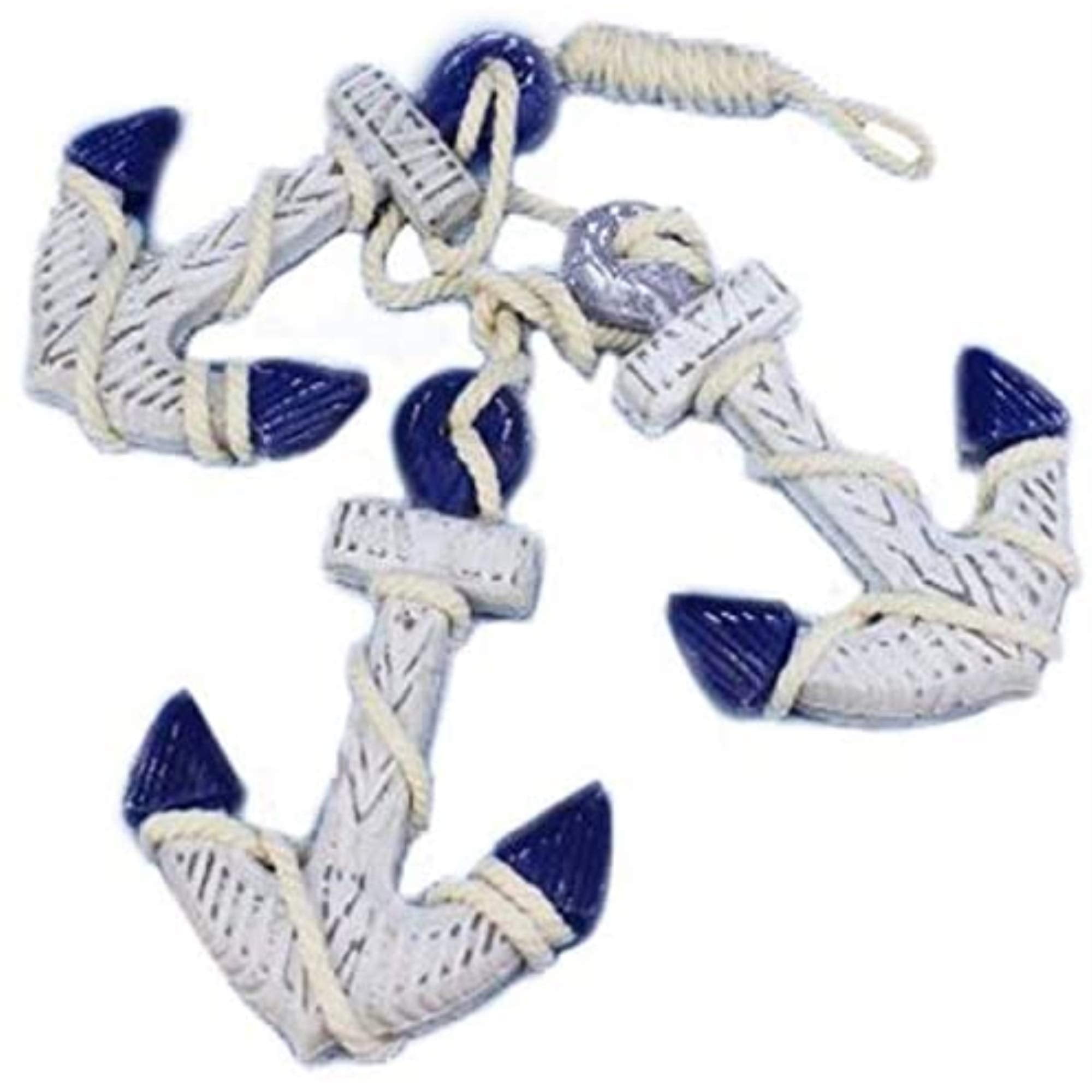 Handcrafted Model Ships Wooden Rustic Decorative Blue Triple Anchor Set ...