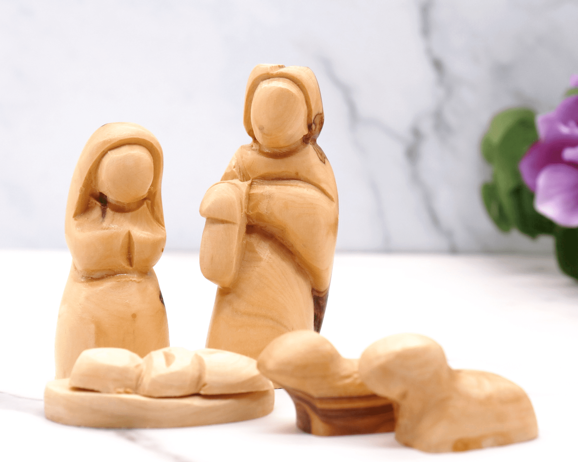 Handcrafted Nativity Figurine Set | Mary, Joseph, Baby Jesus, and Two ...