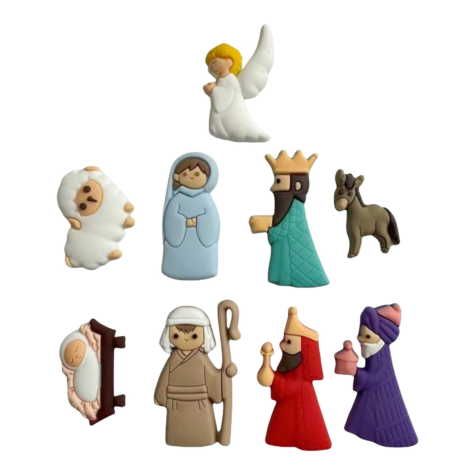 Handcrafted Nativity Scene Figurines Set 10 Pieces Including Angel ...