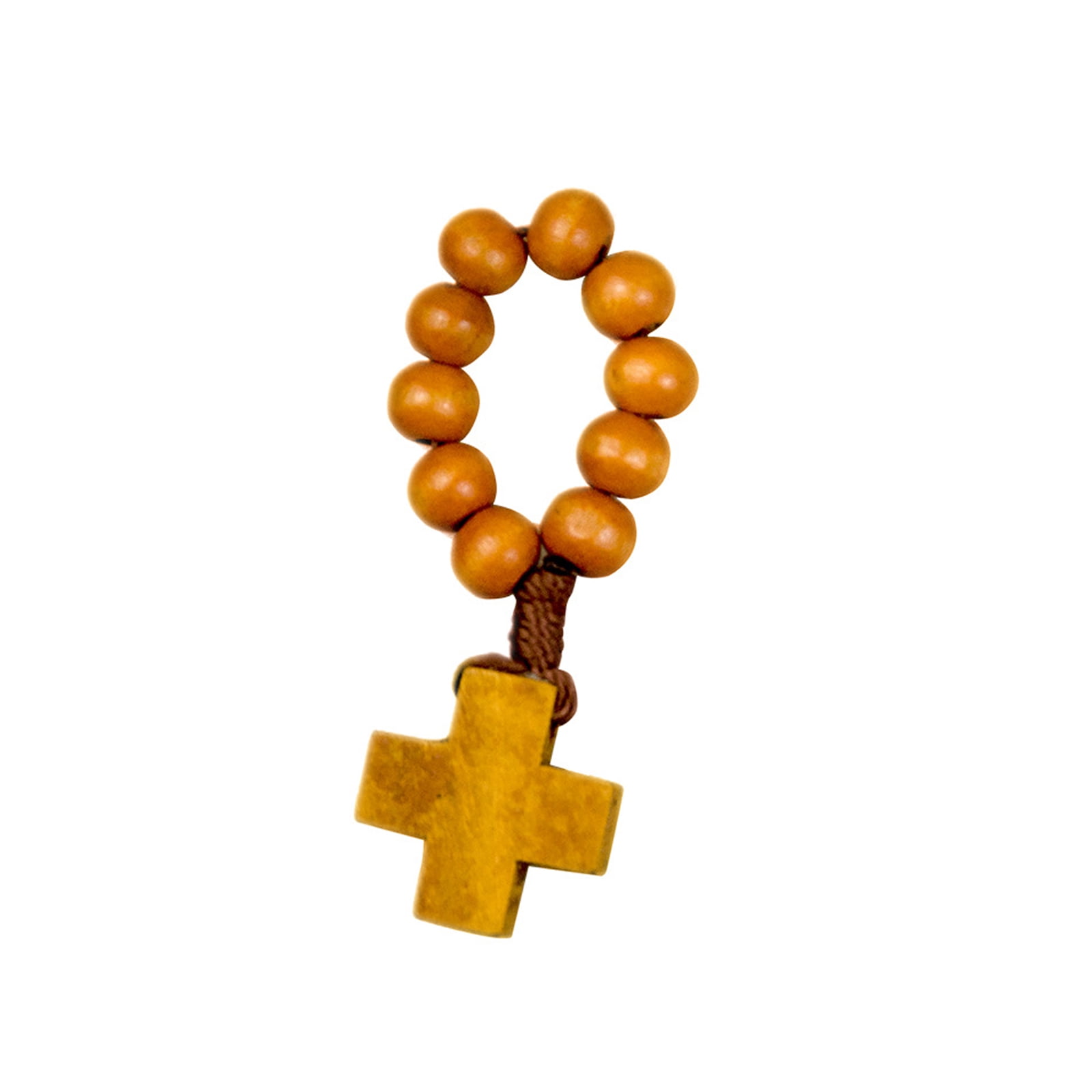 Handcrafted Natural Bead Finger Rosary Chain Featuring Crucifix Symbol ...