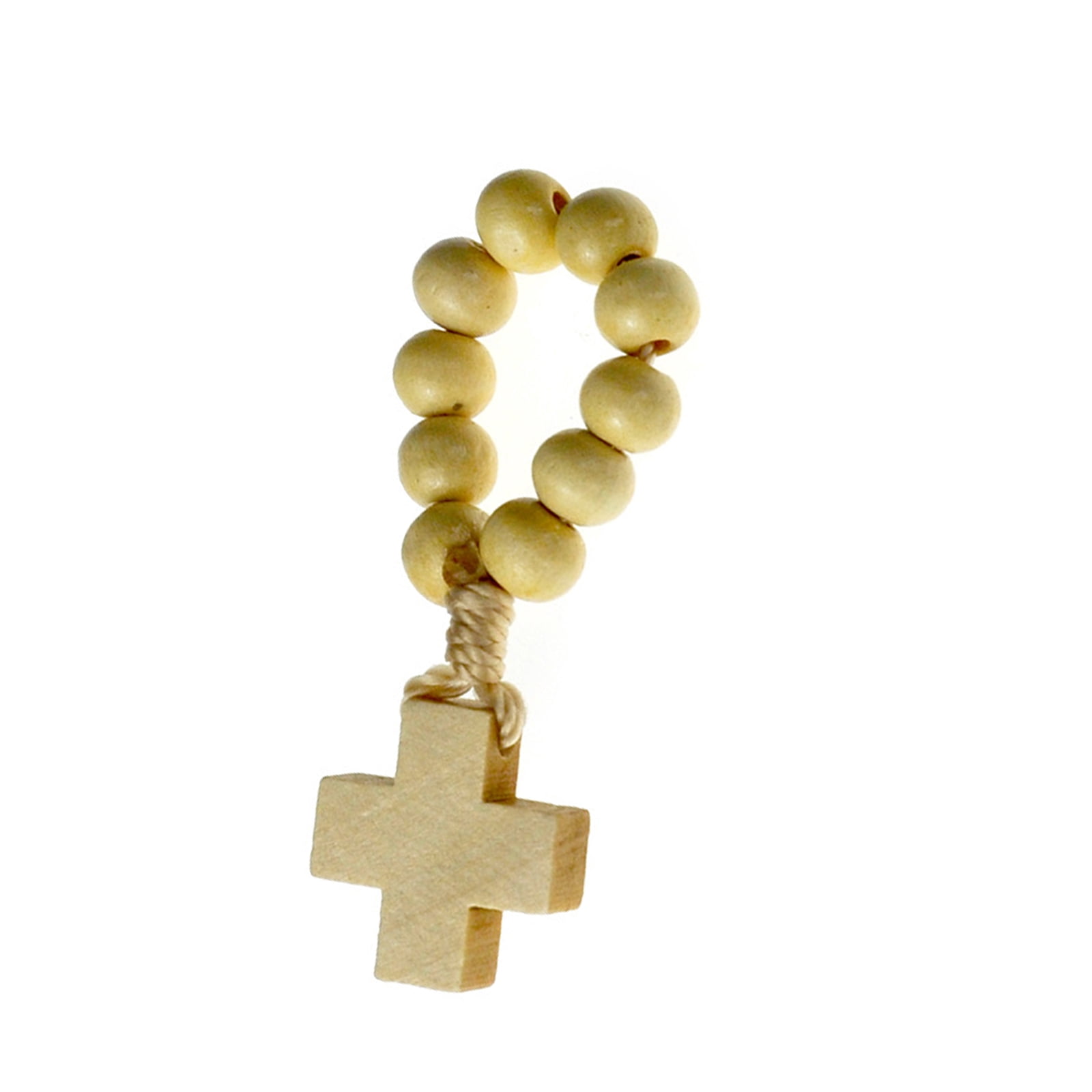 Handcrafted Natural Bead Finger Rosary Chain Featuring Crucifix Symbol ...