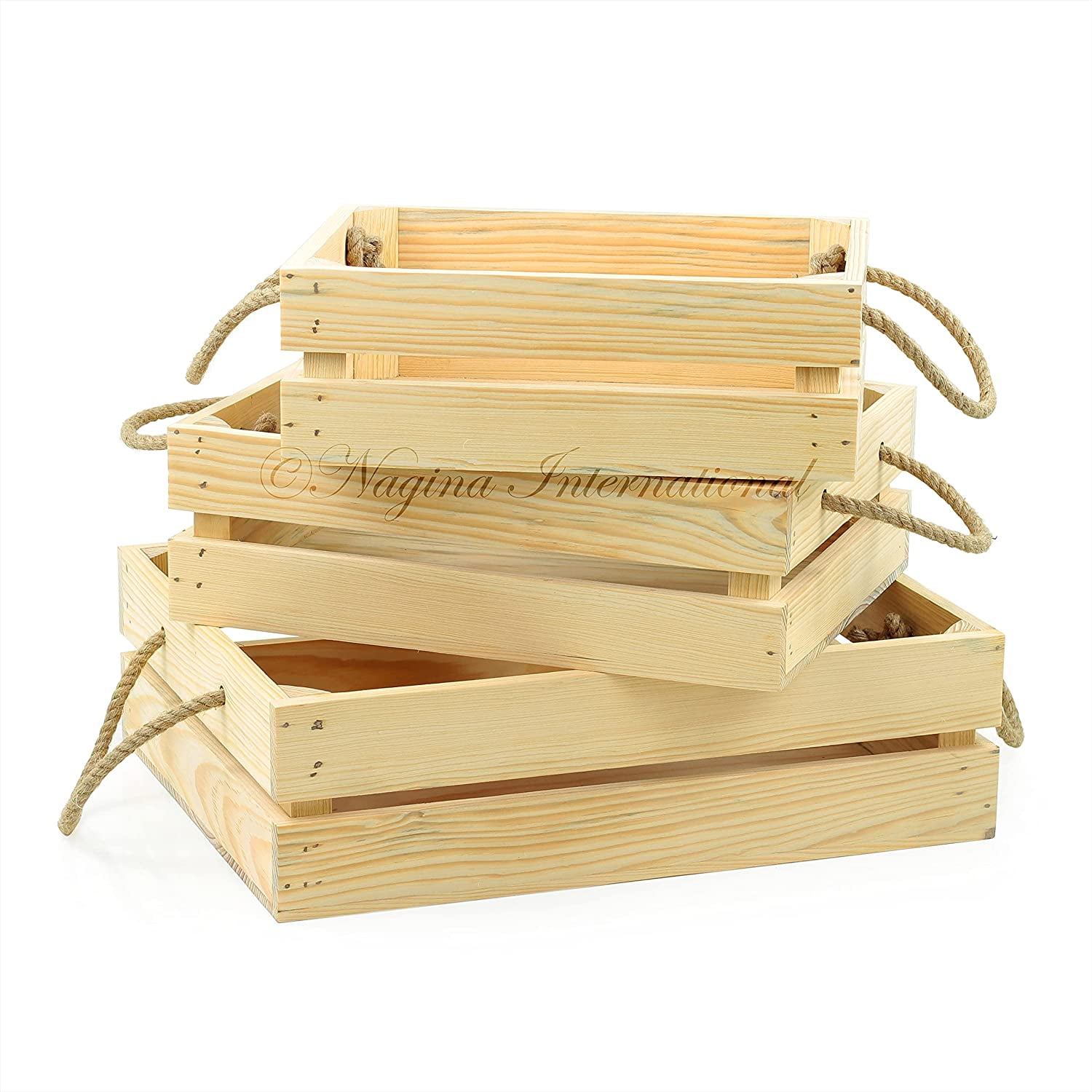 Handcrafted Natural Wooden Crate Trays Set of 3 - Pirate Home Decor ...