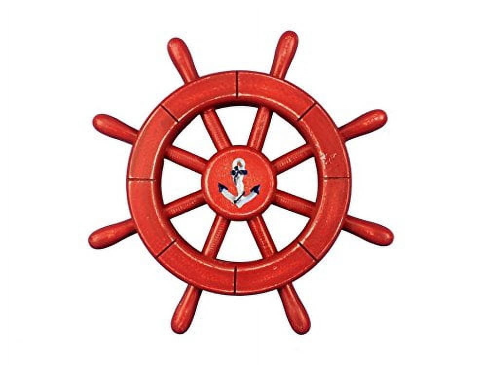 Handcrafted Nautical Decor Rustic All Red Decorative Ship Wheel With ...