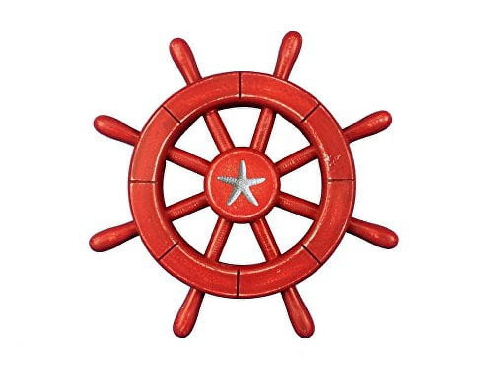 Handcrafted Nautical Decor Rustic All Red Decorative Ship Wheel With ...