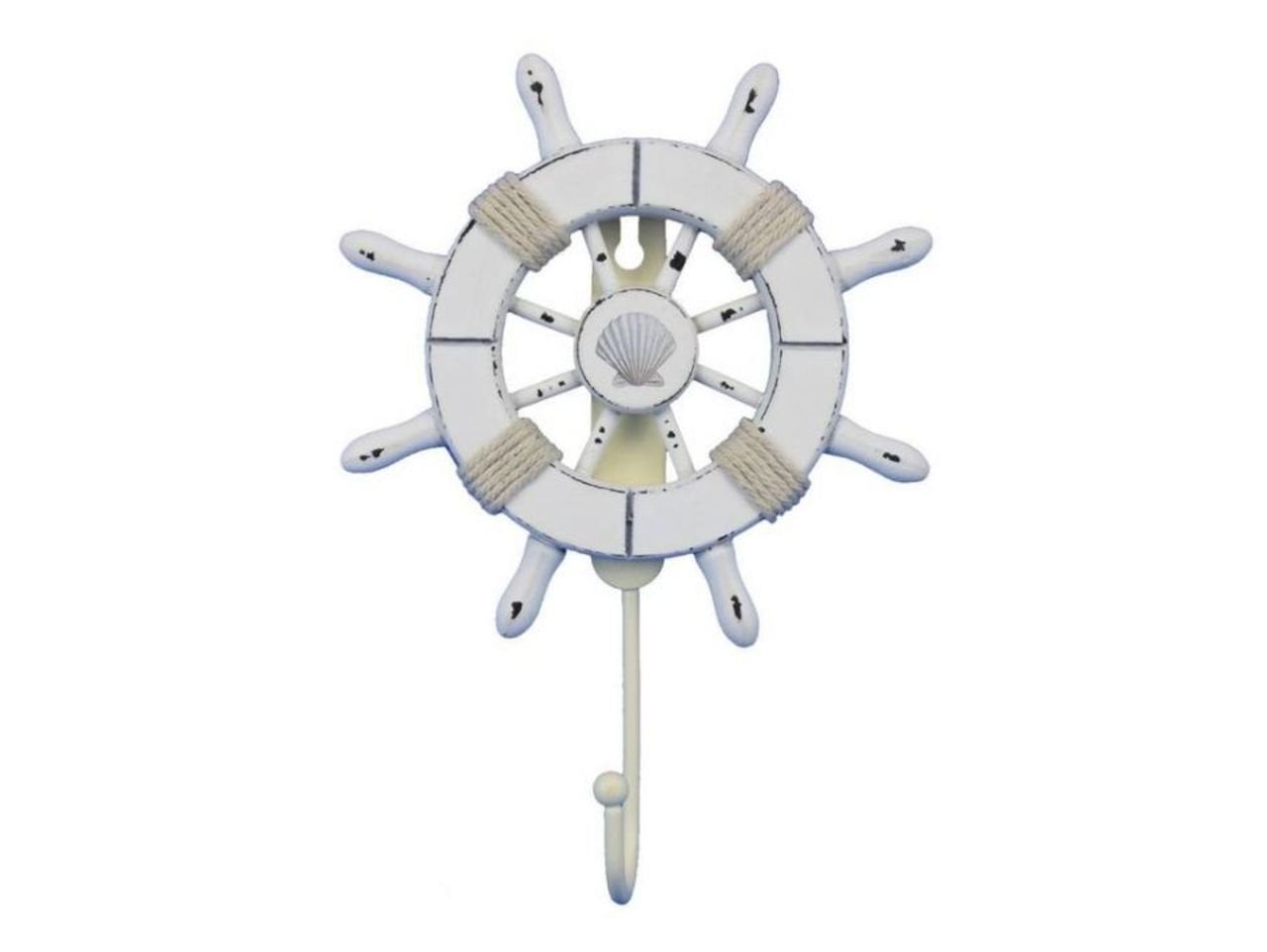 Handcrafted Nautical Decor Rustic All White Decorative Ship Wheel with ...