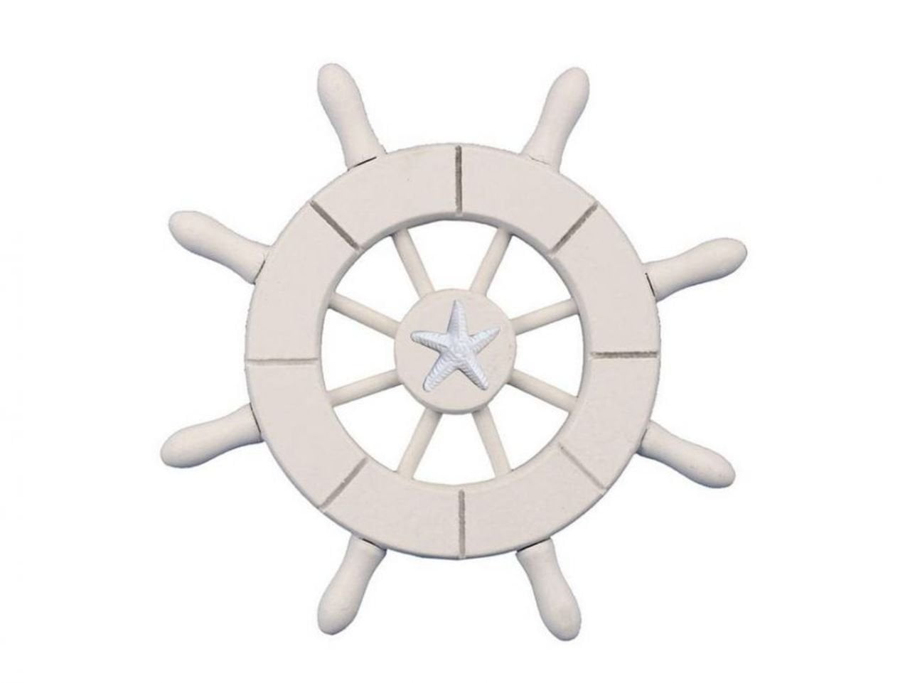 Handcrafted Nautical Decor White Decorative Ship Wheel with Starfish 6 ...