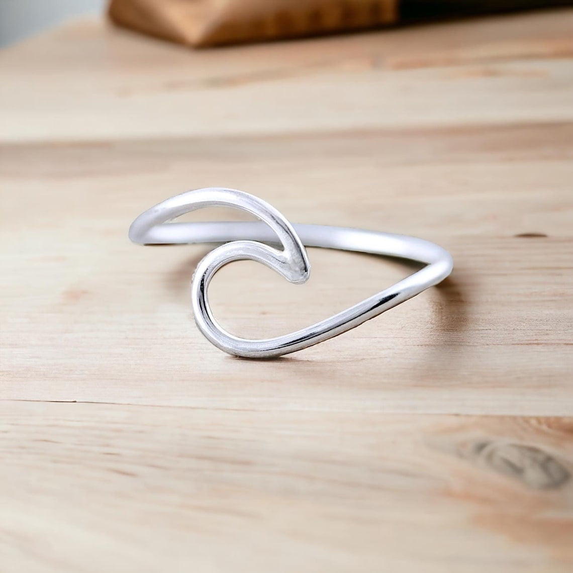 Handcrafted Ocean Wave Ring – 925 Recycled Sterling Silver Minimalist ...