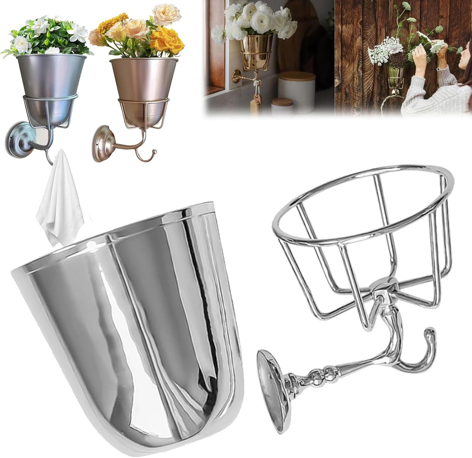 Handcrafted Opal Wall Vessel, Vintage Brass Container Vase, Versatile ...