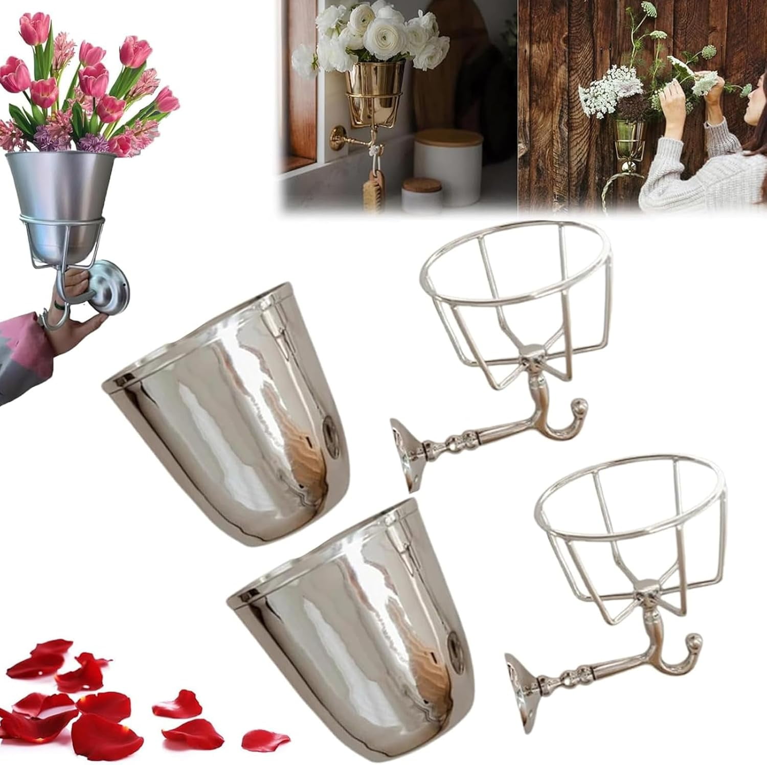 Handcrafted Opal Wall Vessel, Vintage Brass Wall Container Vase ...