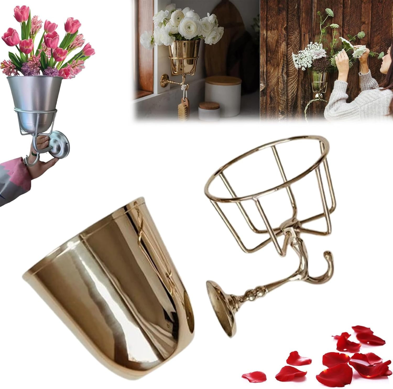 Handcrafted Opal Wall Vessel,Vintage Wall Vase for Brass Flowers,Multi ...