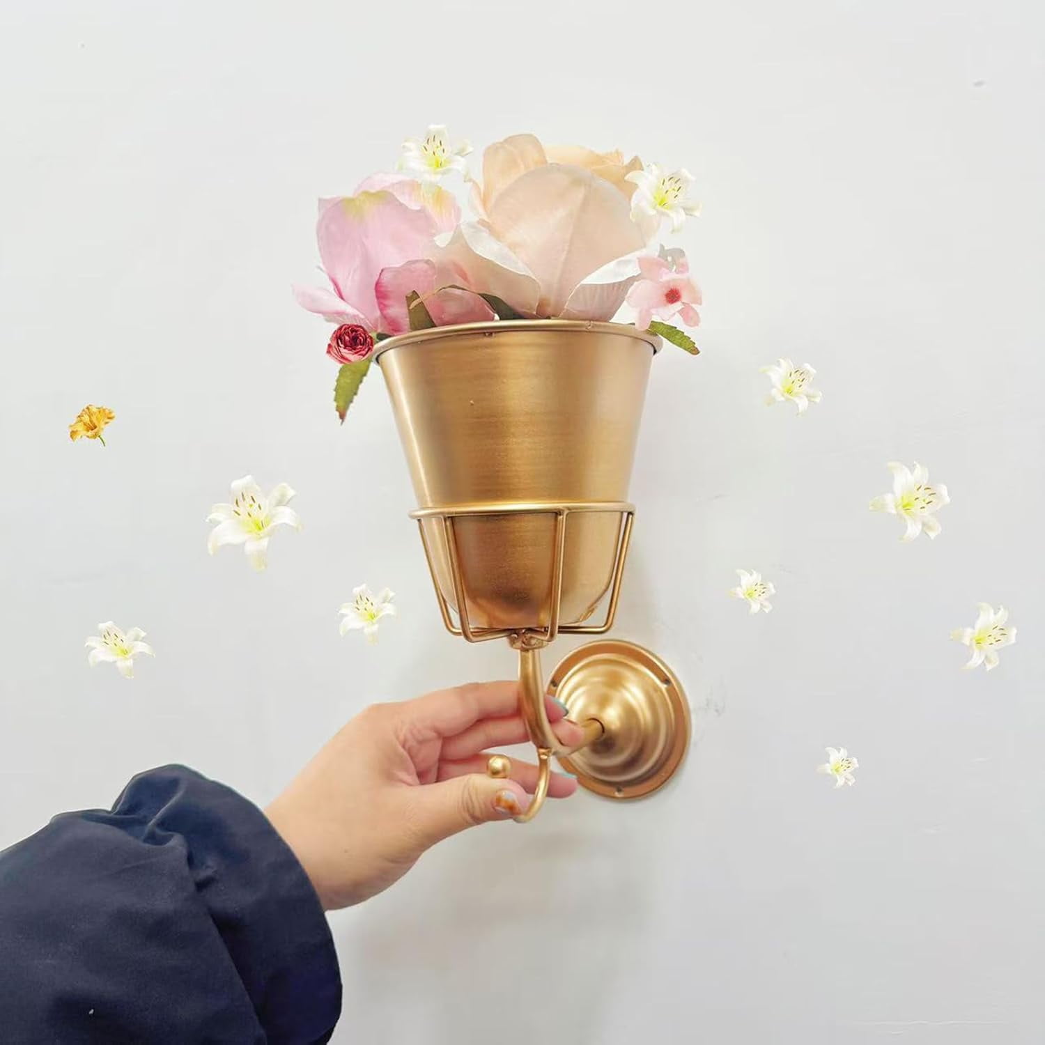 Handcrafted Opal Wall Vessel Wall Mounted Brass Container Vase with ...