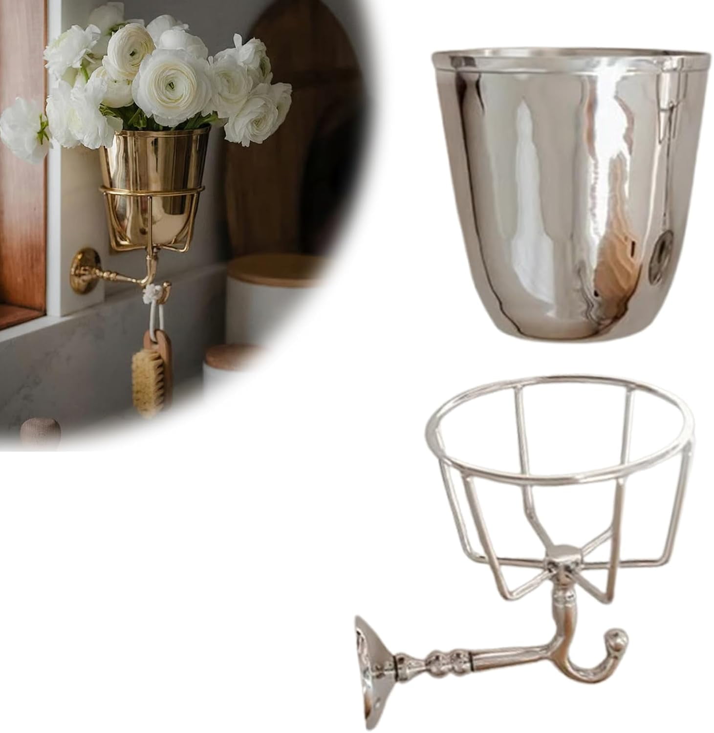 Handcrafted Opal Wall Vessel,Wall Mounted Brass Container Vase ...