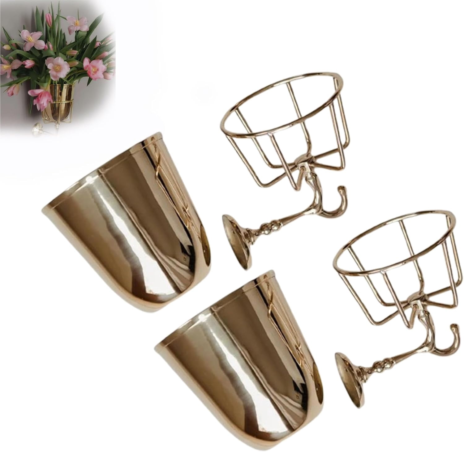 Handcrafted Opal Wall Vessel, Wall vases for Flowers, Mounted Brass ...