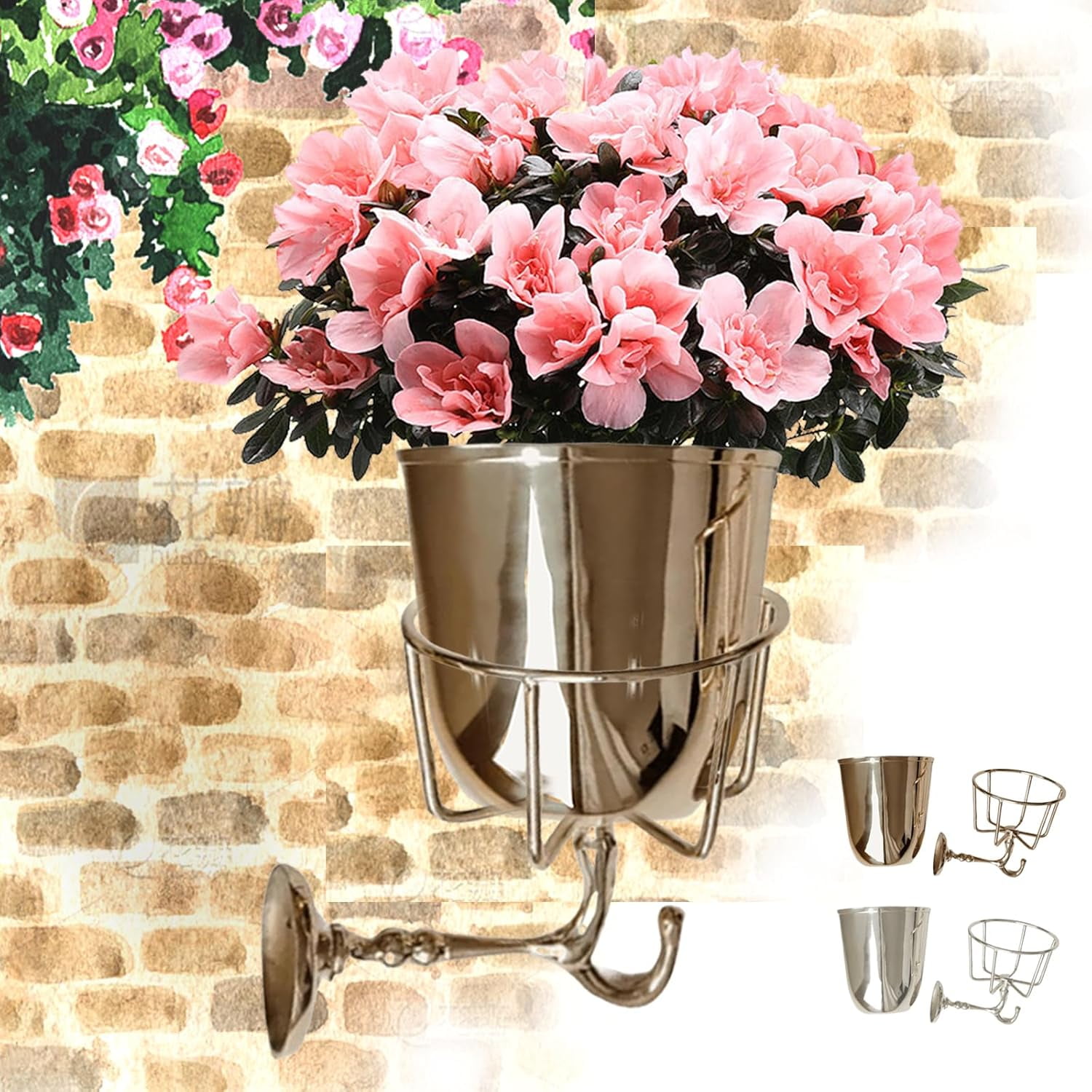 Handcrafted Opal Wall Vessel, vintage Wall Mounted Brass Container Vase ...