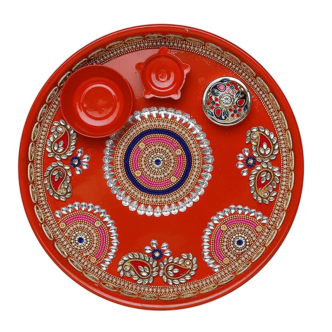 Handcrafted Orange Rakhi Pooja Thali Plate Platter Engagement Plate ...