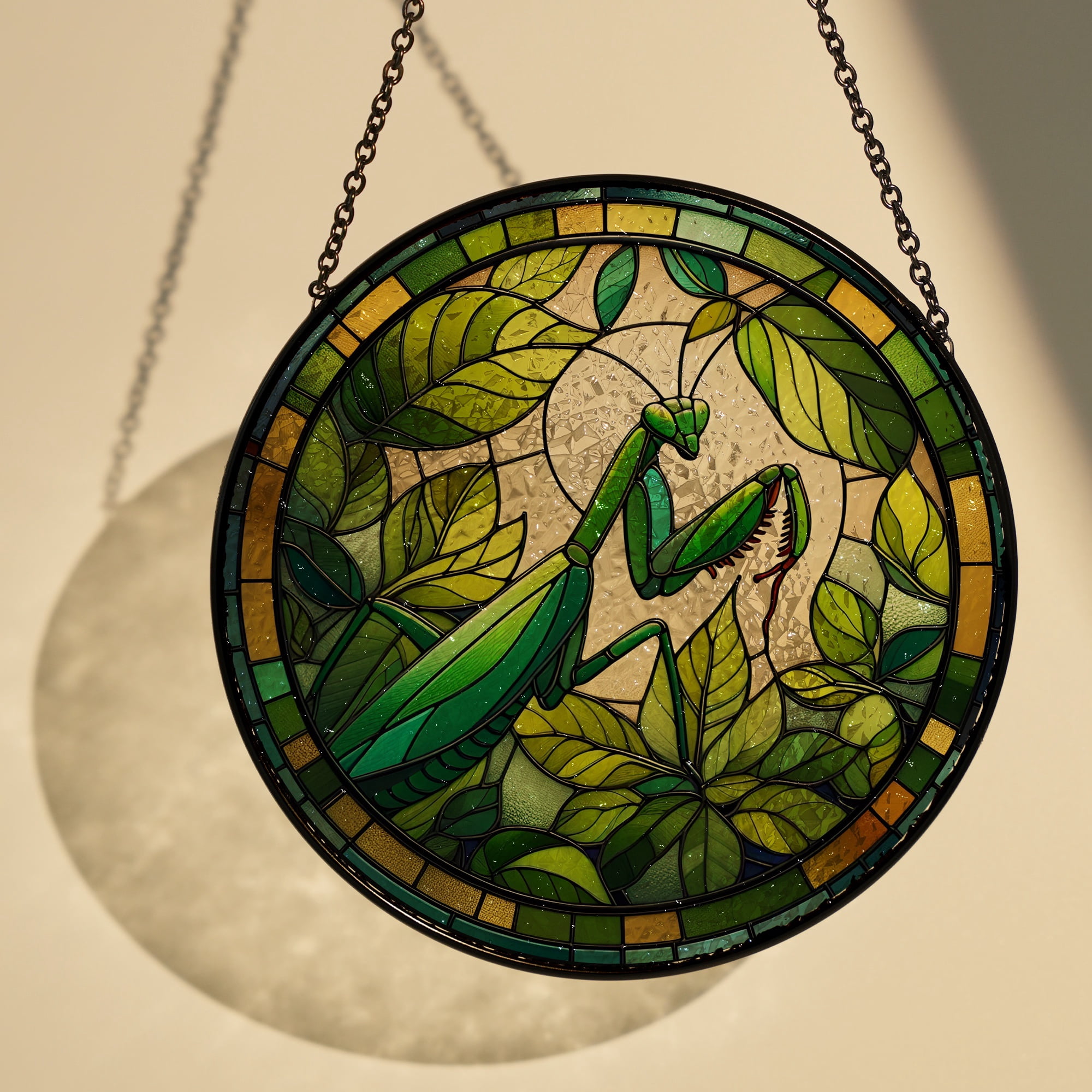 Handcrafted Praying Mantis Glass Suncatcher - Unique Stained Glass Art ...
