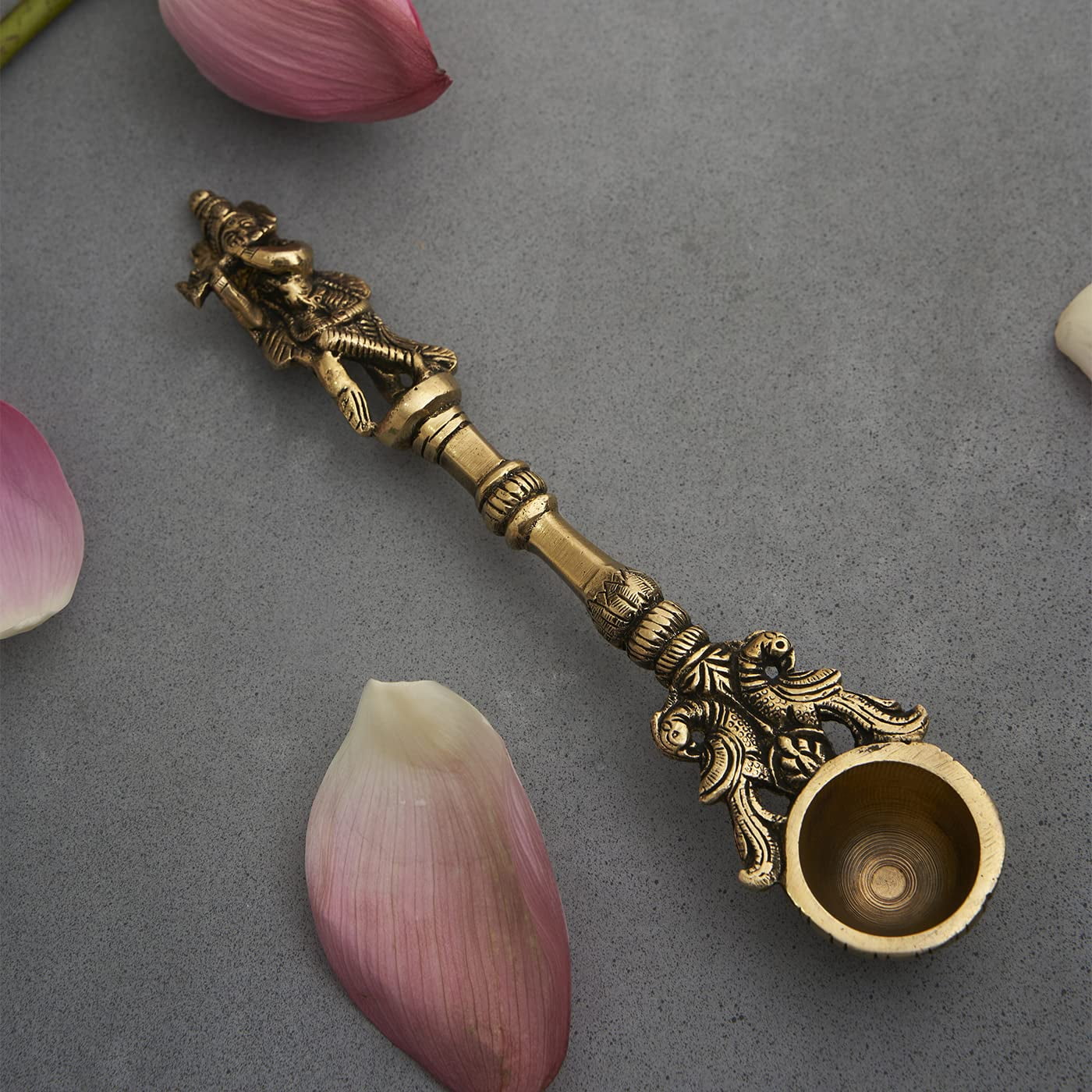 Handcrafted Premium Brass Hawan Chamach for Pooja Shri Krishna Havan ...