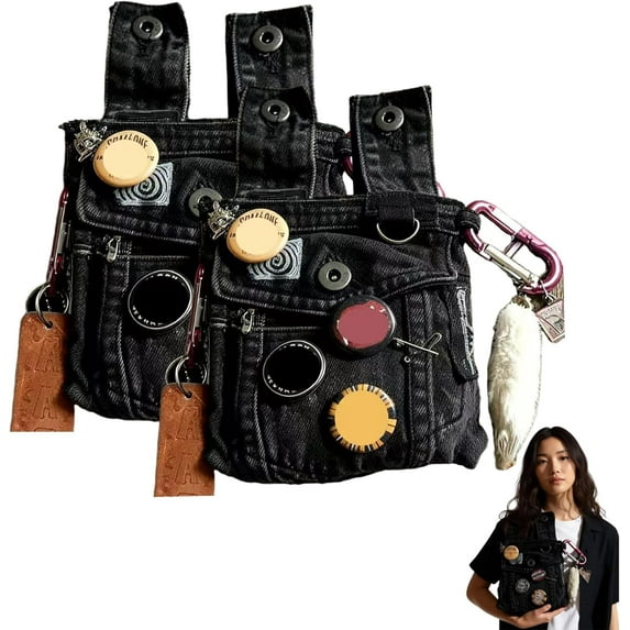 Handcrafted Punk Denim Waist Bag – Alternative Style Fanny Pack with ...