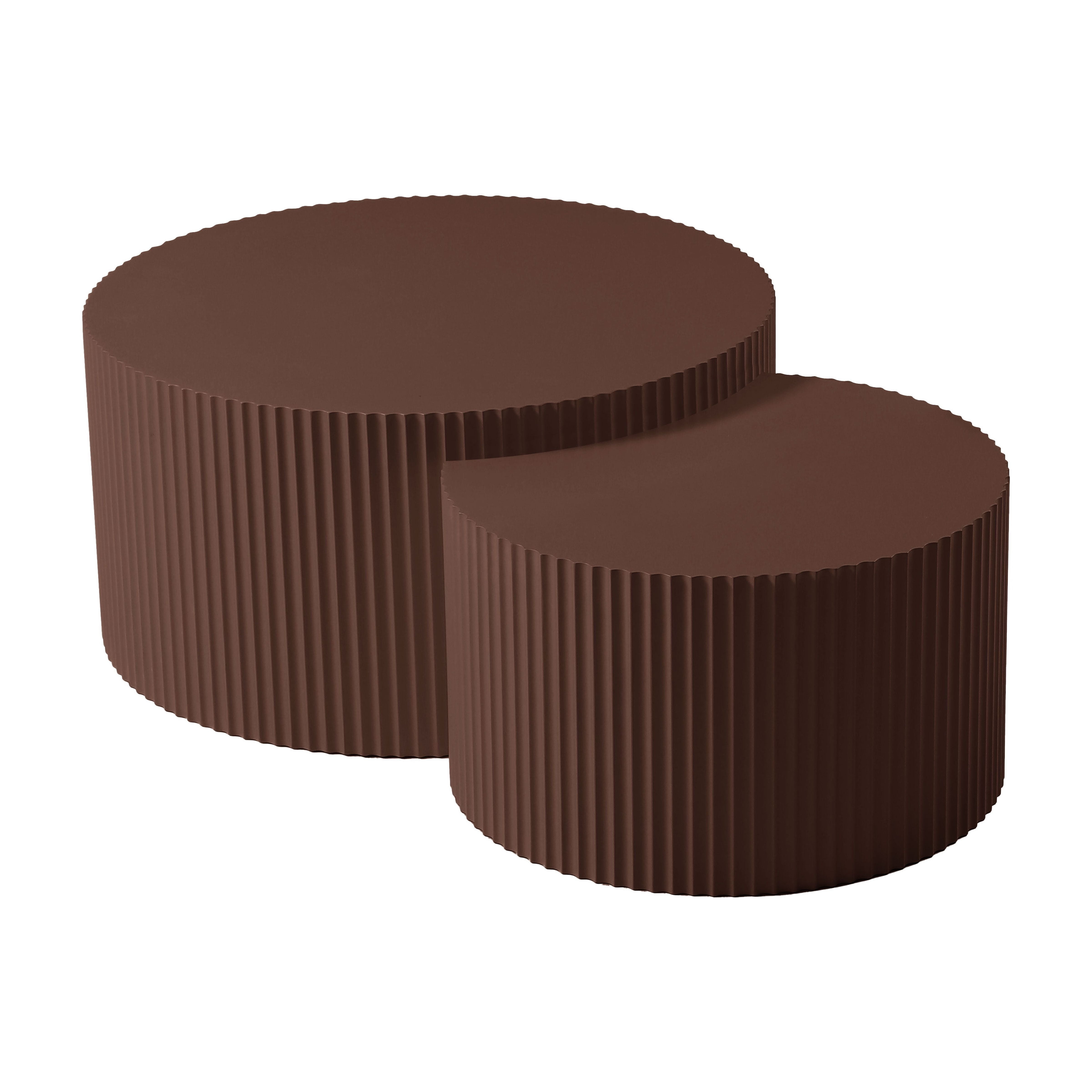 Handcrafted Relief Mdf Nesting Table Set Of 2,Round and Half Moon ...