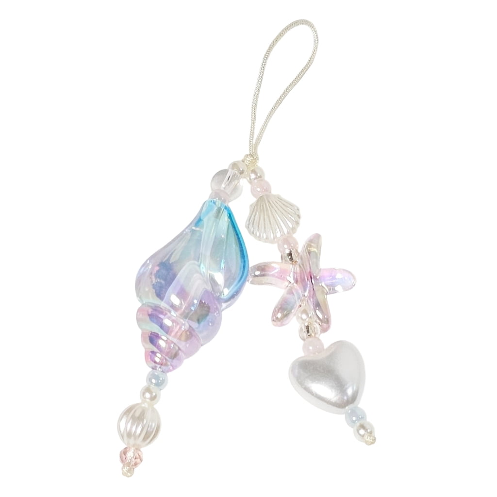 Handcrafted Resin Conch Earphone Lanyard Seashells Pearls Accent Phone ...