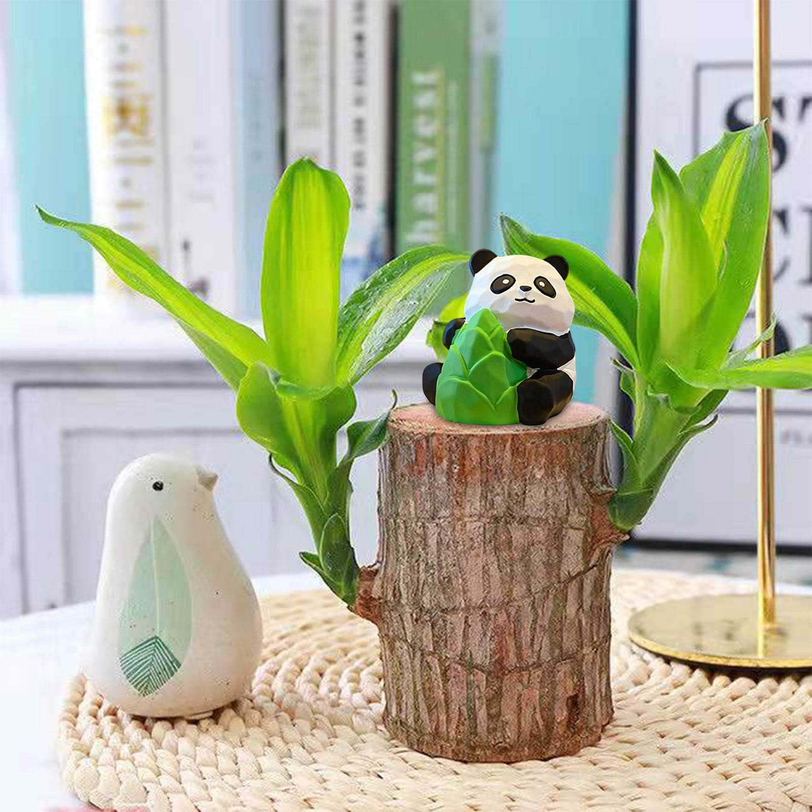 Handcrafted Resin Panda Figurine | Brazilian Wood Base Decorative ...