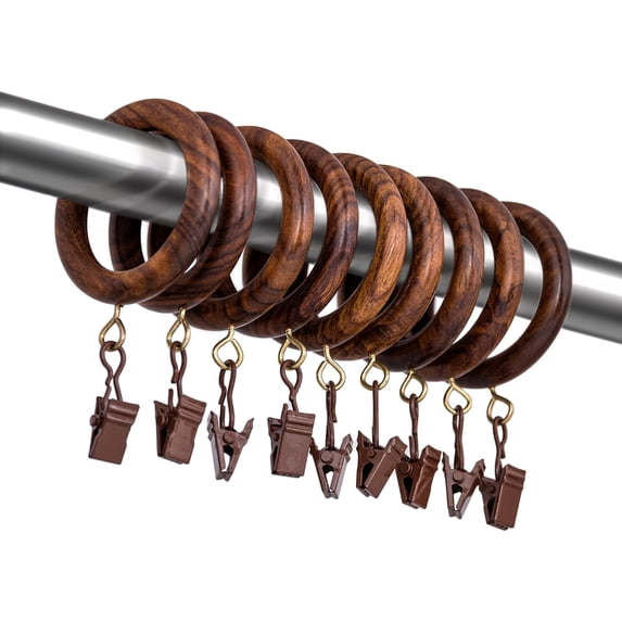 Handcrafted Rosewood Curtain Rings with Clips – 3.5" Outer, 2.7" Inner ...