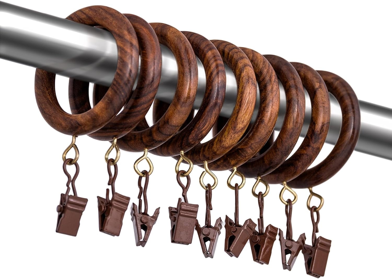 Handcrafted Rosewood Curtain Rings with Clips – 3" Outer, 2.2" Inner ...