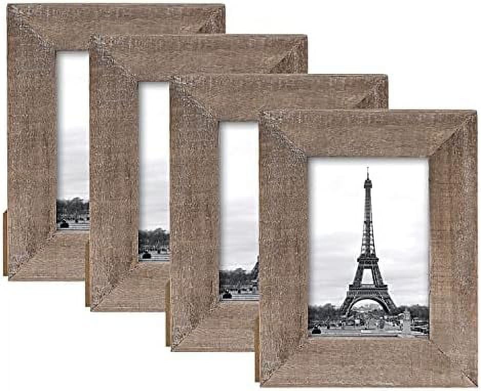 Handcrafted Rustic Wooden Picture Frames Set Of 4 With Real Glass To ...