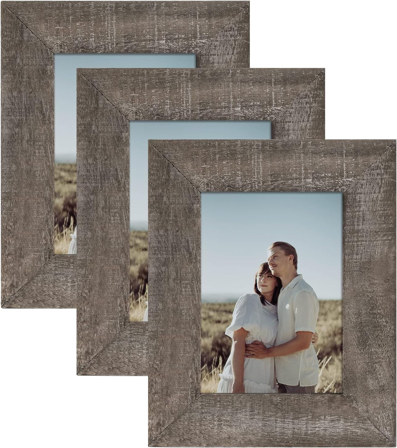 Handcrafted Rustic Wooden Picture Frames With Real Glass To Display 5 X ...