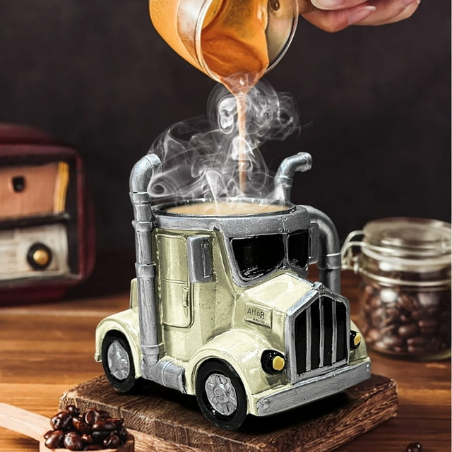 Handcrafted Semi-Truck Coffee Mug-12oz Ceramic Travel Mug with Lid ...